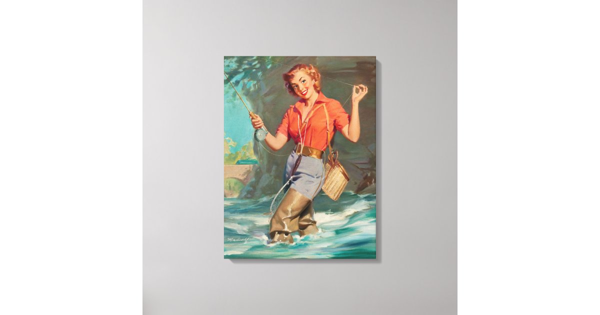 Fly Fishing Pin Up Art Canvas Print | Zazzle