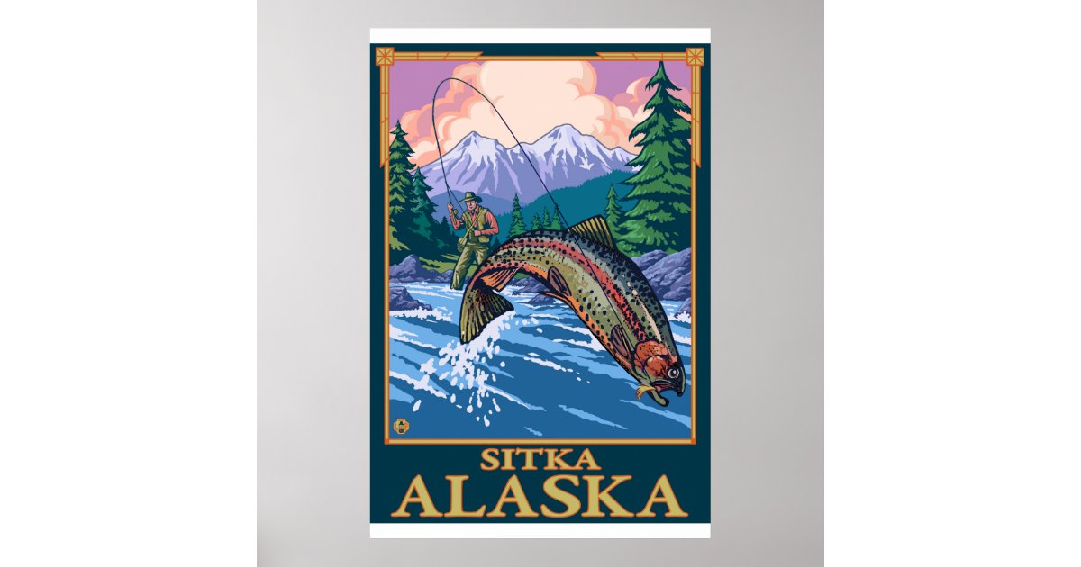 Fly Fishing Scene - Sitka, Alaska Poster | Zazzle