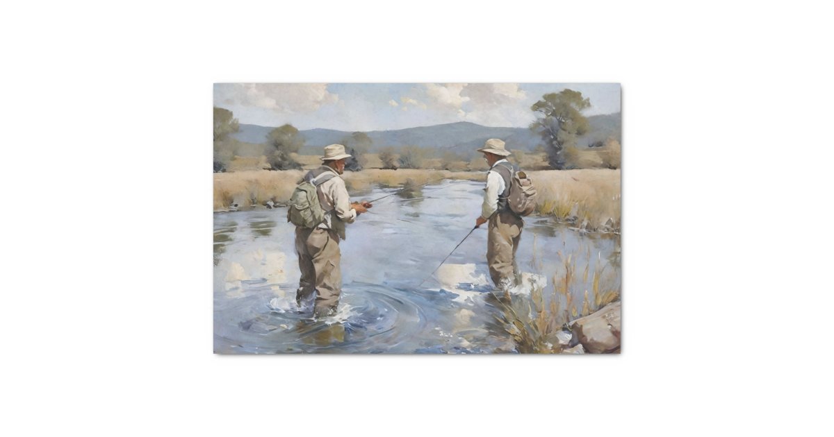 Fly Fishing the River Decoupage Tissue Paper | Zazzle