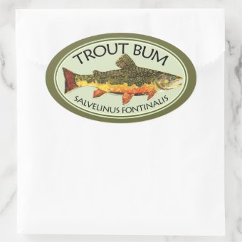 Fly Fishing Trout Bum Oval Sticker | Zazzle