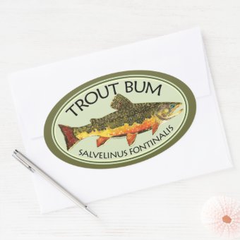 Fly Fishing Trout Bum Oval Sticker | Zazzle
