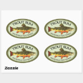 Fly Fishing Trout Bum Oval Sticker | Zazzle