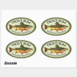 Fly Fishing Trout Bum Oval Sticker | Zazzle