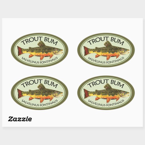 Fly Fishing Trout Bum Oval Sticker | Zazzle