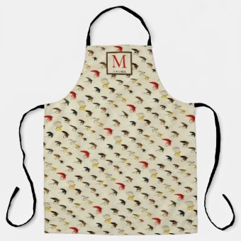 Fly Fishing Trout Fisherman Flies Watercolor Apron | Zazzle