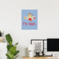 Fly High Monkey Blue Kids Room Poster | Zazzle