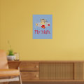 Fly High Monkey Blue Kids Room Poster | Zazzle