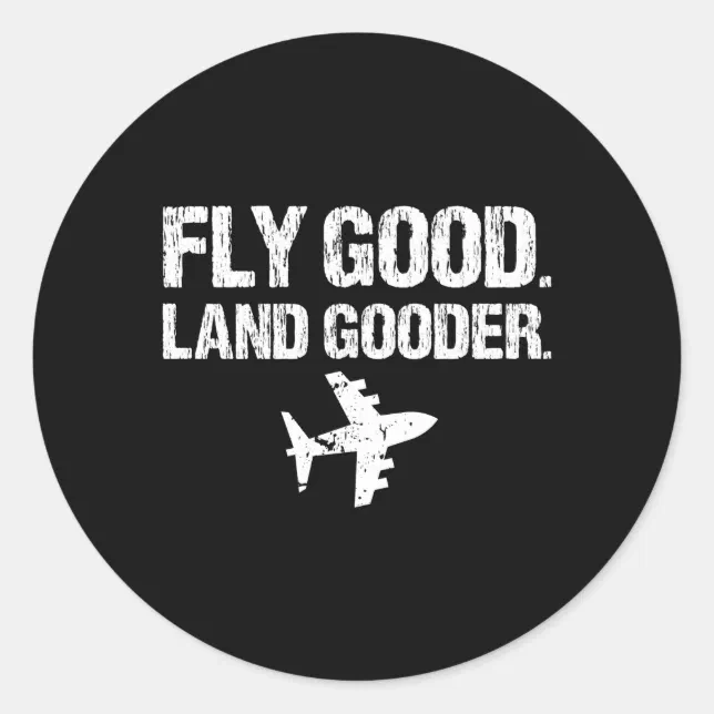 Fly Land Er Airplane Aviation Classic Round Sticker | Zazzle
