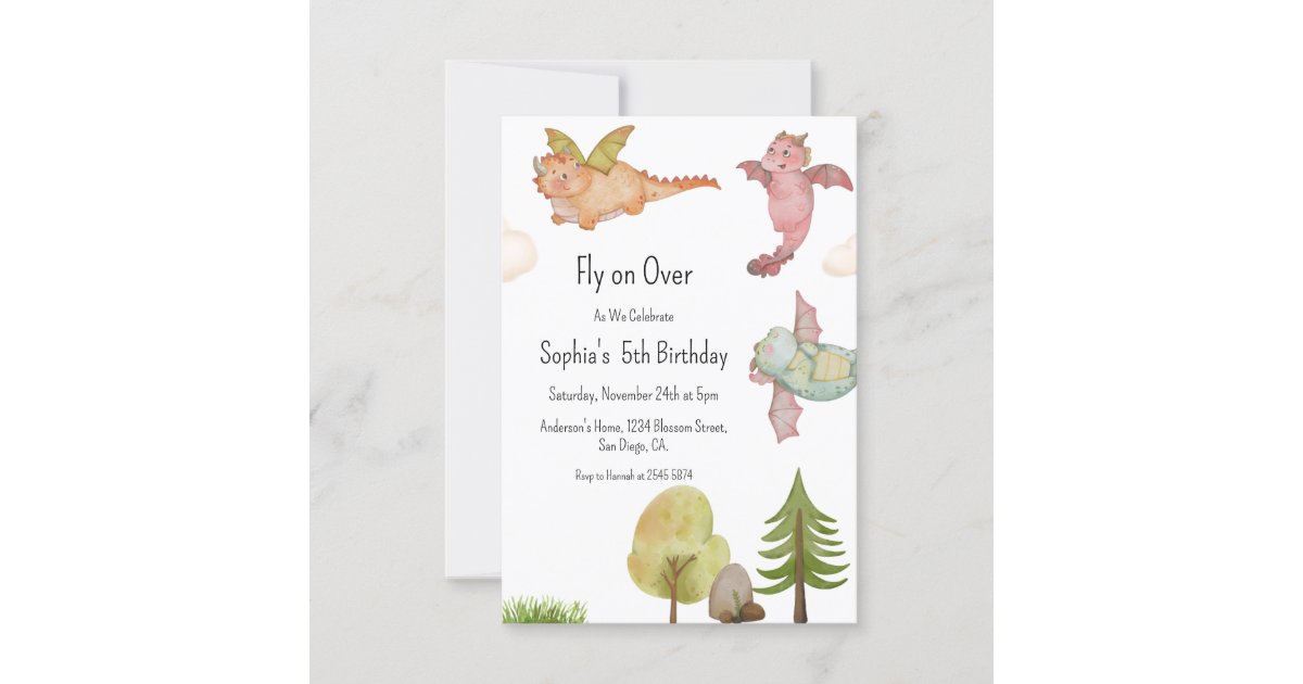 Fly on Over Dinosaurs Birthday Invitation | Zazzle