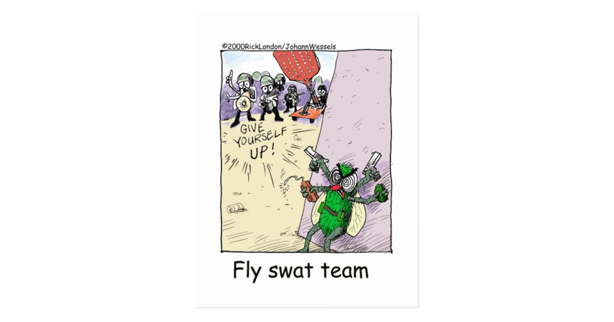 Fly Swat Team Funny Police Gifts & Collectibles Postcard | Zazzle.com