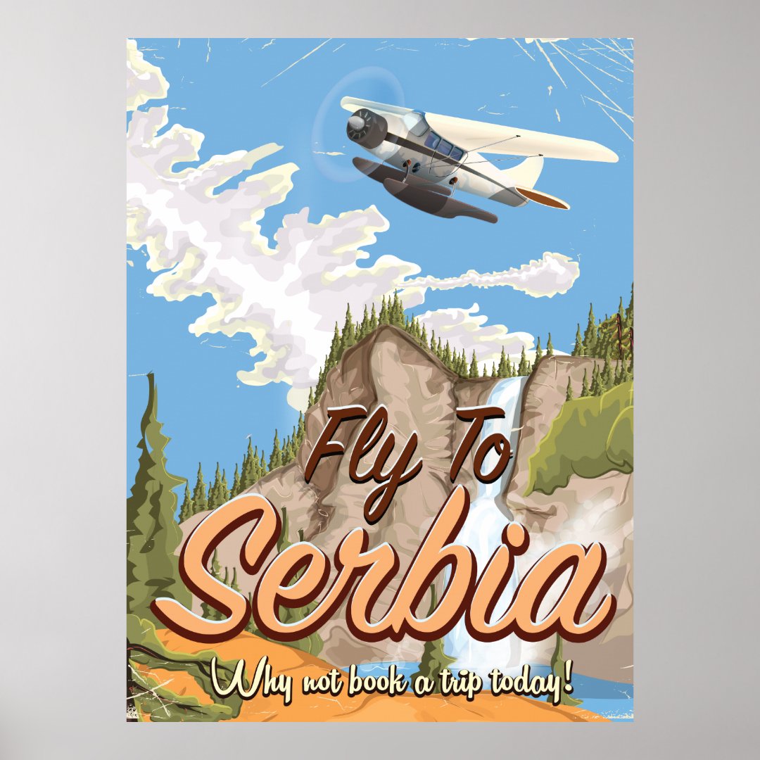 Fly To Serbia Cartoon Travel poster | Zazzle