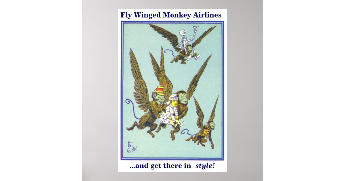 Fly Winged Monkey Airlines Poster | Zazzle