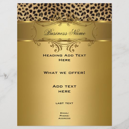 Flyer Elegant Classy Gold Black Leopard animal | Zazzle.com