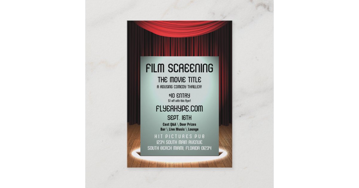 Flyer Hype Cinema Film Screening Event Promotion Business Card | Zazzle