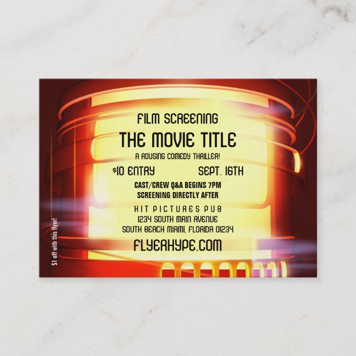 Flyer Hype Film Noir Marquee Cinema Film Screening Business Card ...
