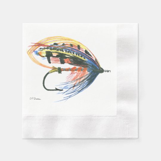 FlyFishing Lure Art Salmon Fly Lure Paper Napkins | Zazzle.com