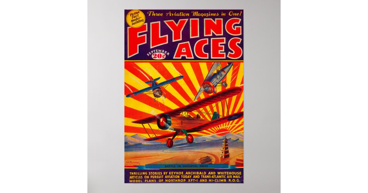 Flying Aces Magazine Cover Poster | Zazzle