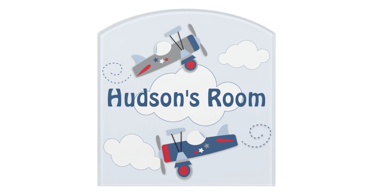 Flying Airplane Adventure Nursery Door Sign | Zazzle