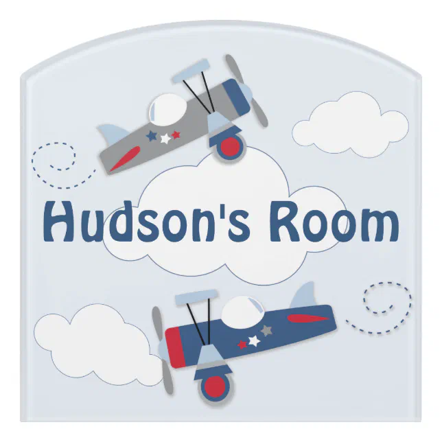 Flying Airplane Adventure Nursery Door Sign | Zazzle