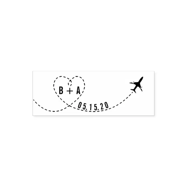 Flying Airplane Initials Wedding Date Personalized Self-inking Stamp ...