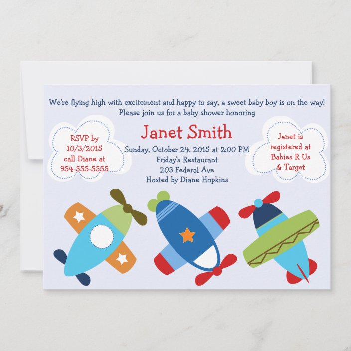 Flying Airplanes Baby Shower Invitation | Zazzle.com