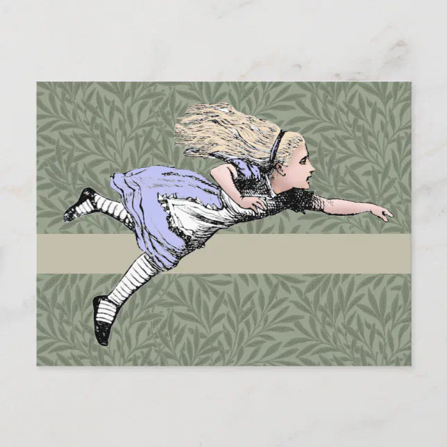 Flying Alice in Wonderland Looking Glass Postcard | Zazzle