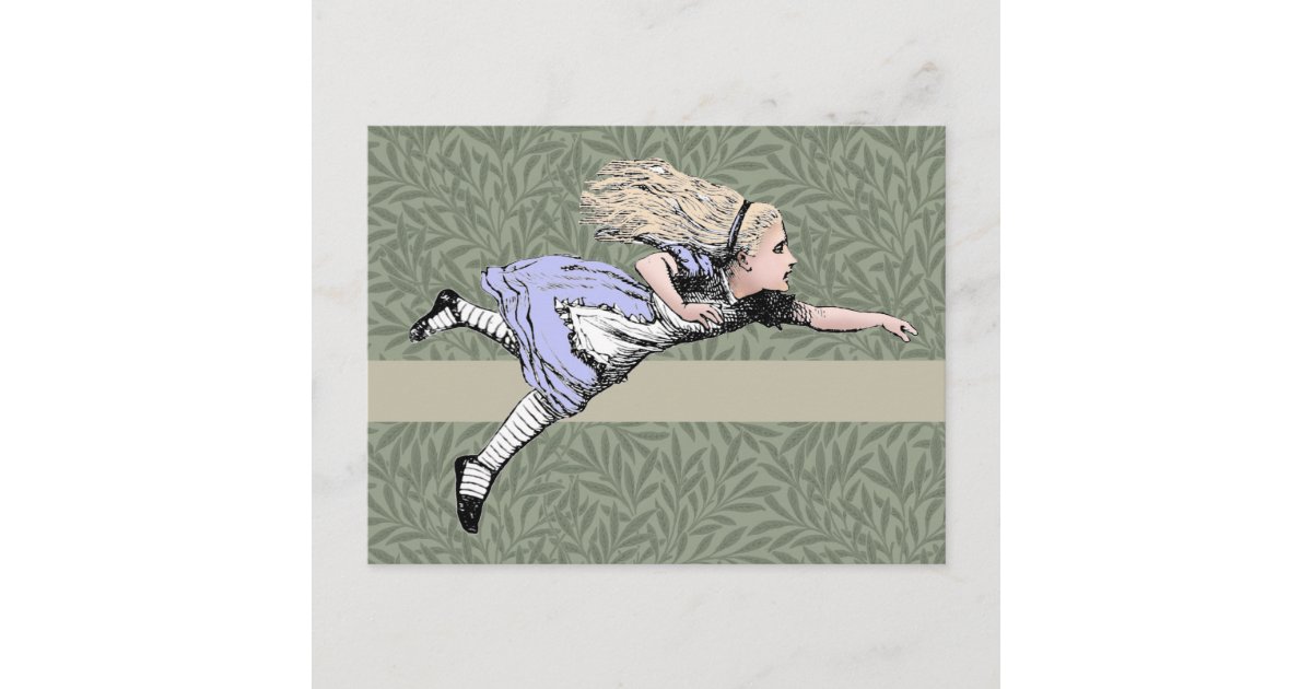 Flying Alice in Wonderland Looking Glass Postcard | Zazzle