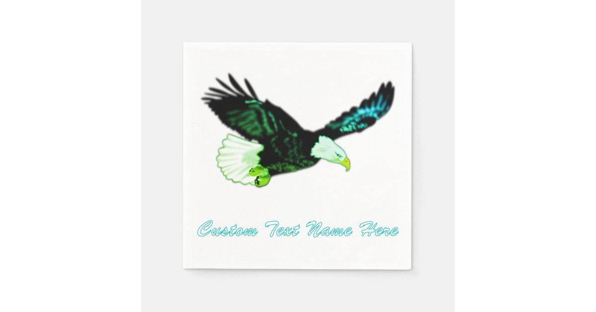 Flying American Bald Eagle Napkins Custom Text | Zazzle