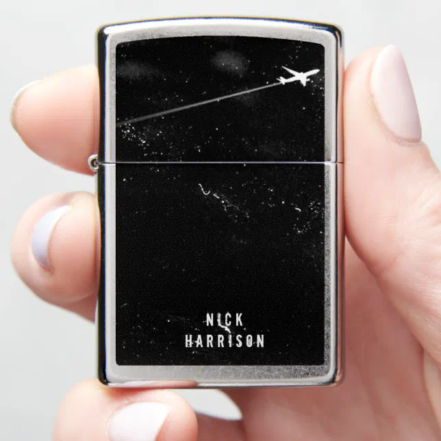 Flying Away / Airplane Contrail Personalized Zippo Lighter | Zazzle
