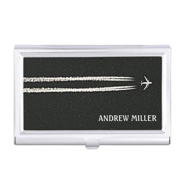 Flying Away/High Altitude Airplane Personalized Business Card Case | Zazzle