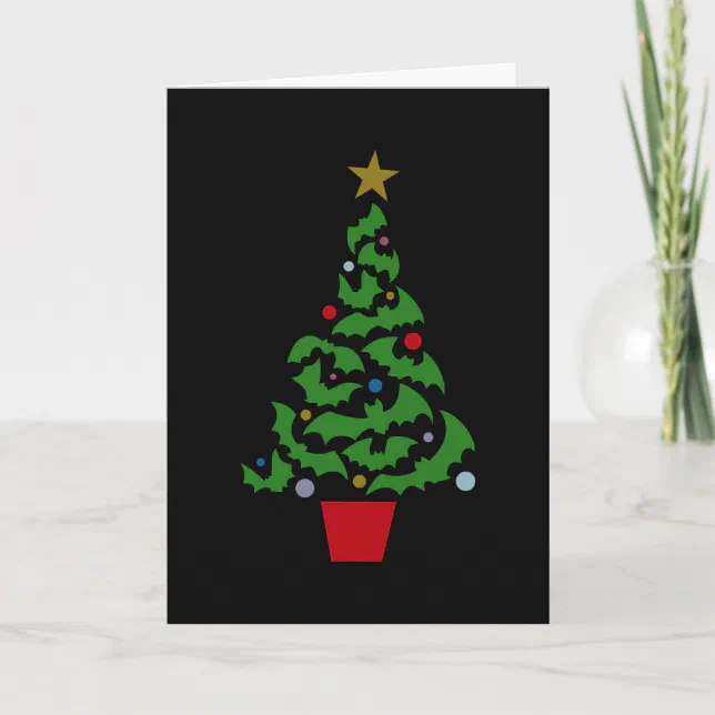 Flying Bats Christmas Tree Card | Zazzle