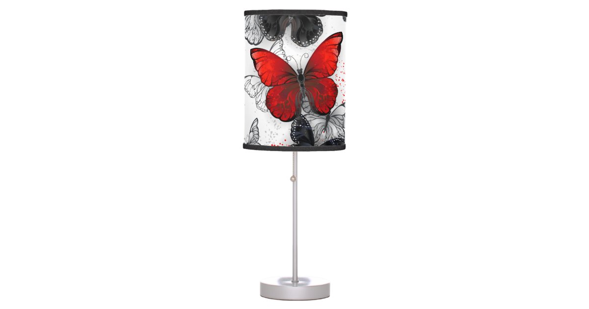 Flying Black and Red Morpho Butterflies Table Lamp | Zazzle