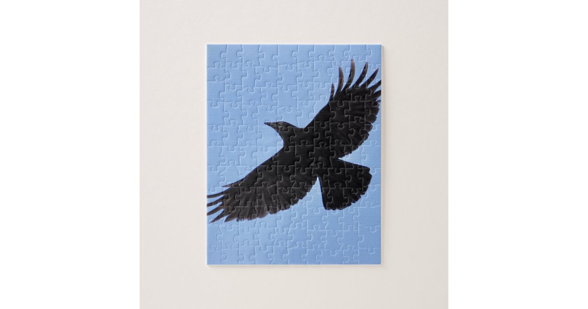 Flying Black Raven Corvid Crow-lover Photo Design Jigsaw Puzzle | Zazzle