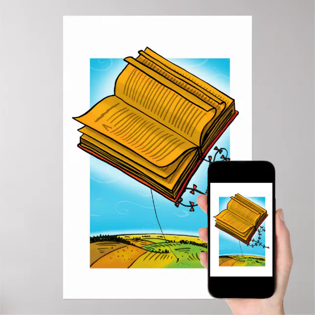 Flying Book Kite Poster | Zazzle