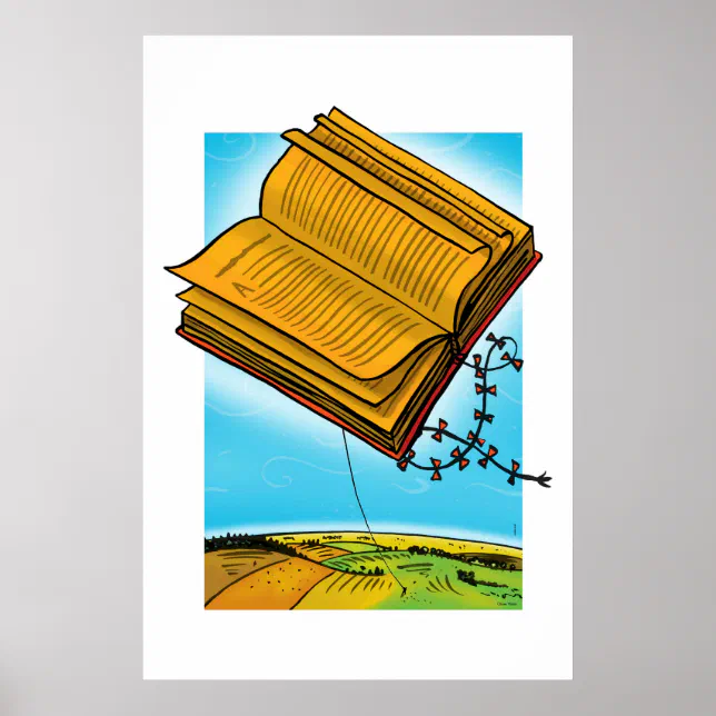 Flying Book Kite Poster | Zazzle