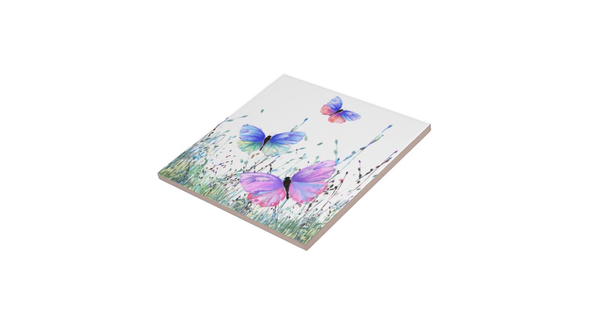Flying Butterflies Ceramic Tile Spring Joy | Zazzle