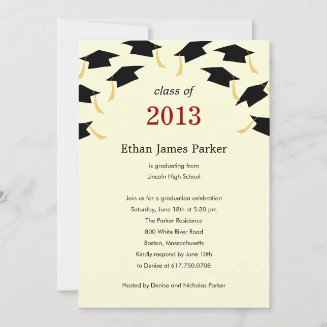 Flying Caps Graduation Party Invitation | Zazzle