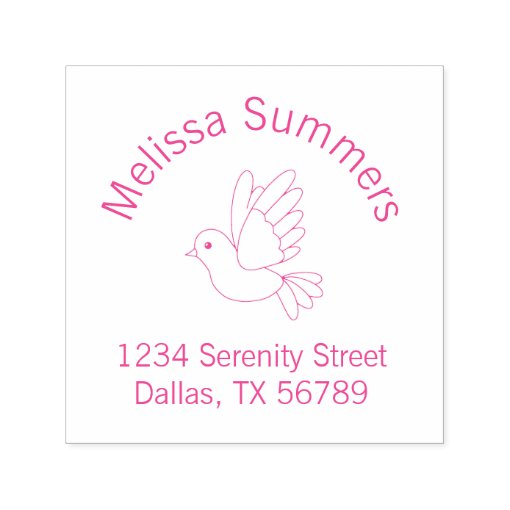 Flying Cartoon Dove Pigeon Bird Return Address Self-inking Stamp | Zazzle