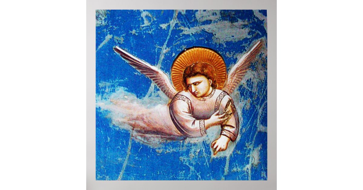 FLYING CHRISTMAS ANGEL IN BLUE SKY POSTER | Zazzle