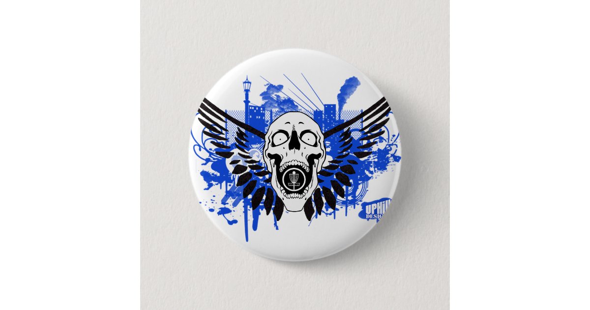 Flying Disc Golf Skull Button | Zazzle