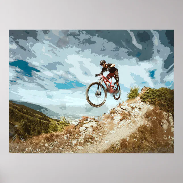 Flying Downhill on a Mountain Bike Poster | Zazzle