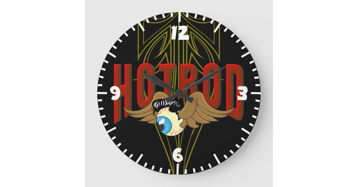 Flying Eyeball Hot Rod Large Clock | Zazzle