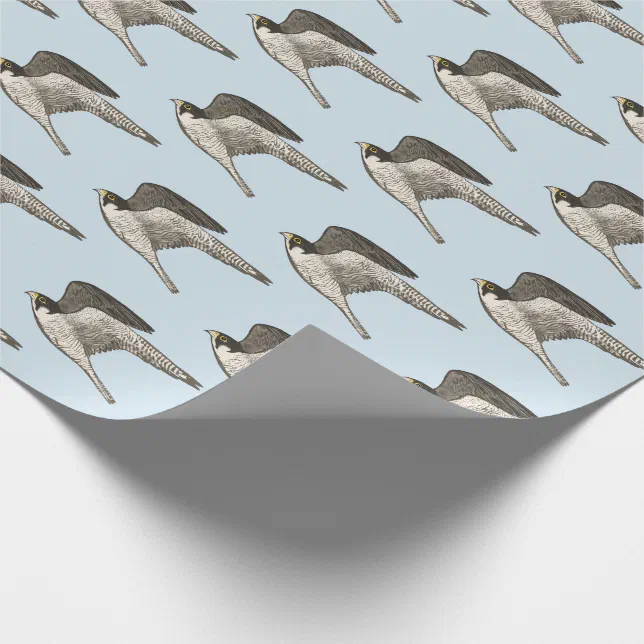 Flying falcons on light blue wrapping paper | Zazzle