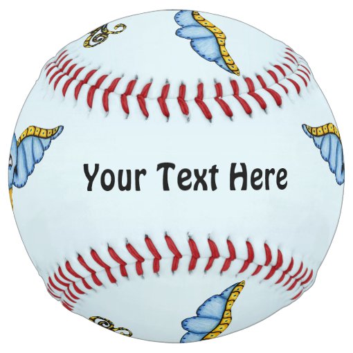 Flying Fantasy Bluebirds Yellow Scrolled Tail Softball | Zazzle
