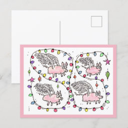 "Flying Future Bacon" Holiday Postcard | Zazzle