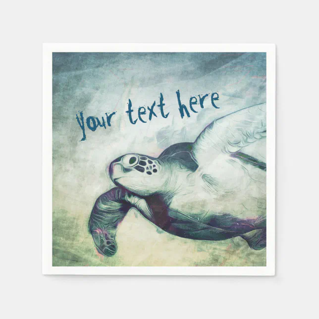 Flying Green Sea Turtle | Custom Paper Napkin | Zazzle