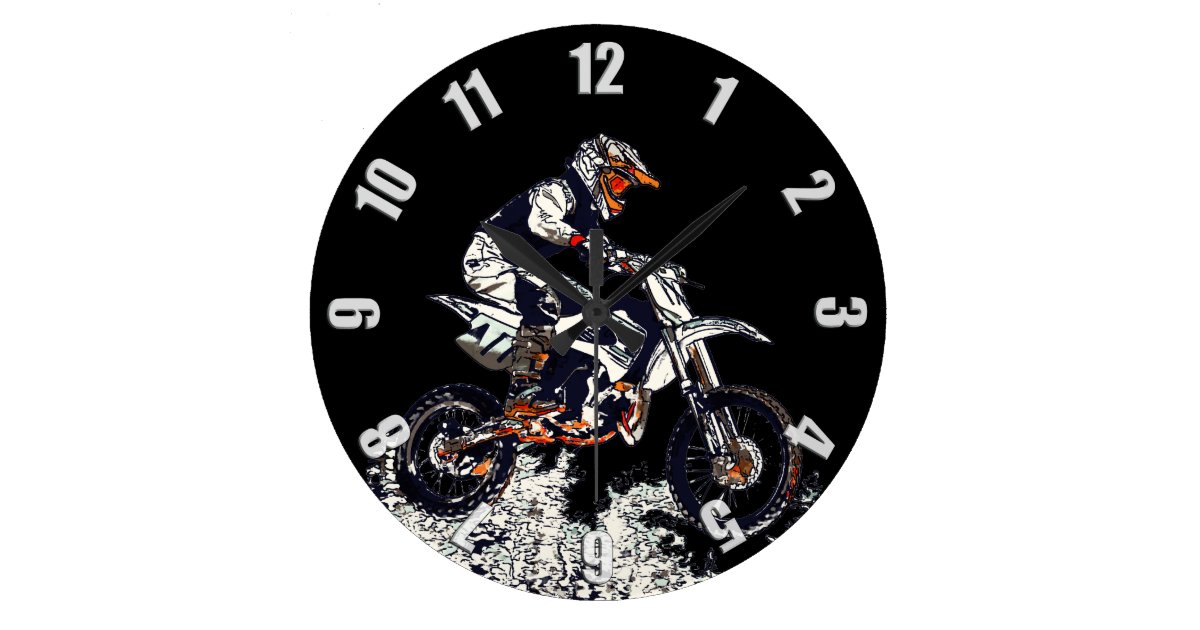 Flying High Motocross Dirt-Bike Racer Large Clock | Zazzle.com