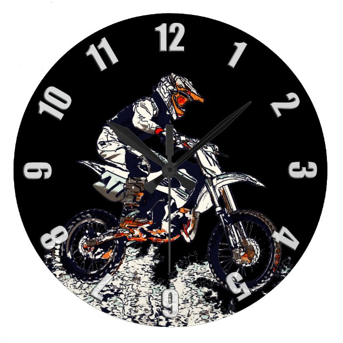 Flying High Motocross Dirt-Bike Racer Large Clock | Zazzle.com