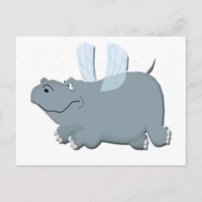 Flying Hippo Postcard | Zazzle