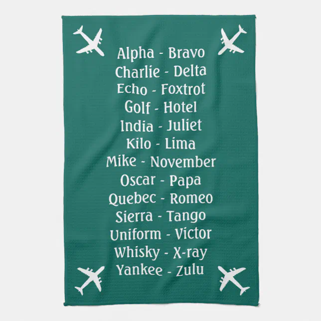Flying Lesson Phonetic Alphabet Aero Plane Spotter Towel | Zazzle